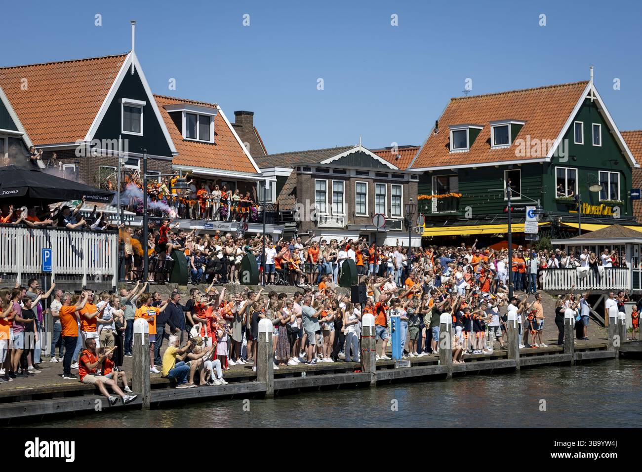 VOLENDAM - FC Volendam supporters at Volendam Harbor during the ...