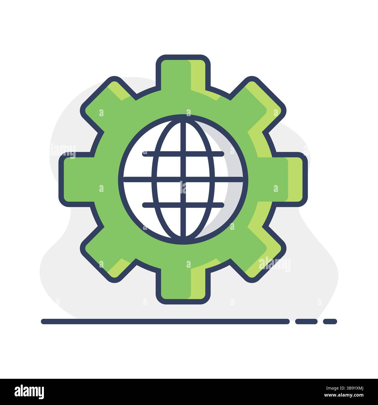 Globe with gears vector icon. World mechanism symbol. Global ...