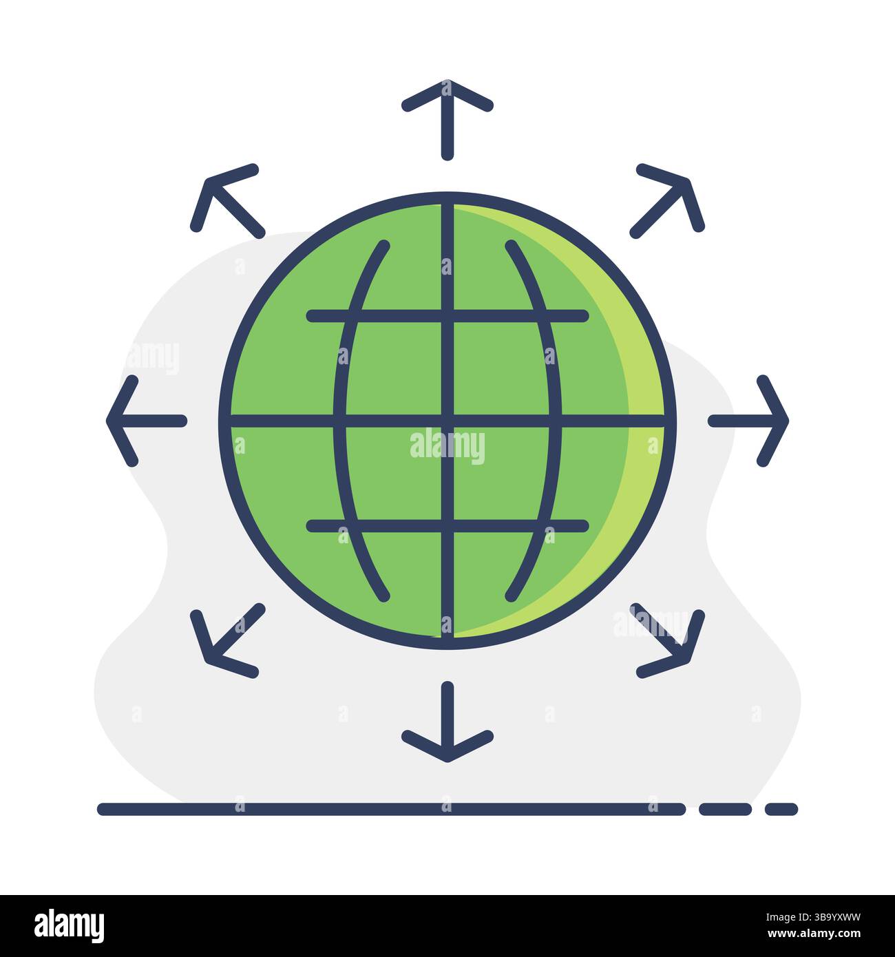 Arrows outside from globe vector icon. Global communication filled ...