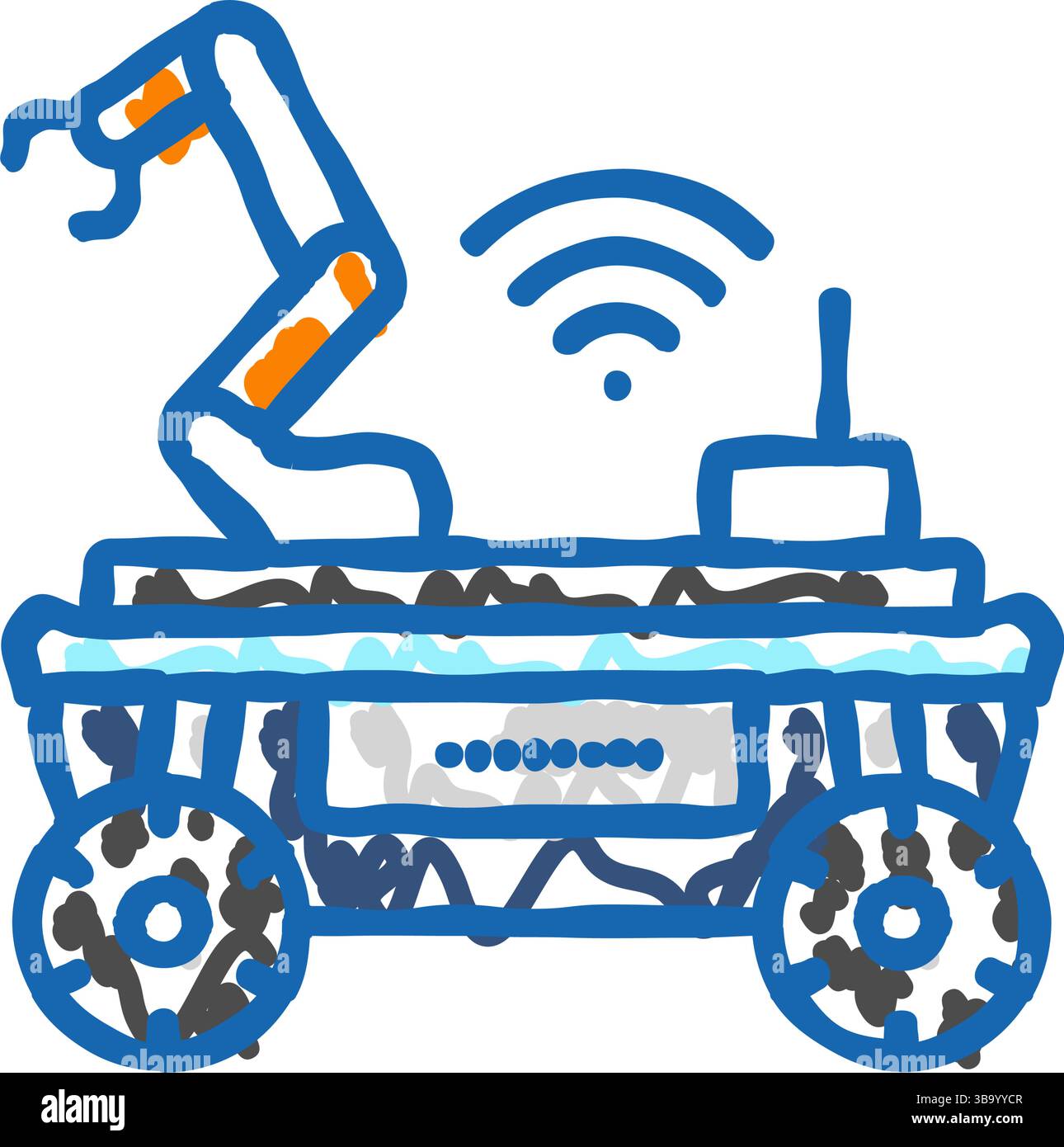 mobile robot autonomous delivery icon doodle illustration Stock Vector ...