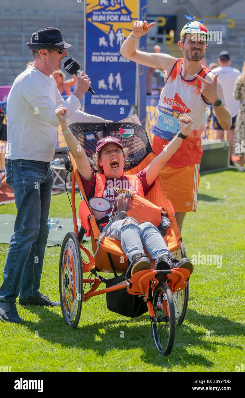 Comedians Rosie Jones and Ivo Graham after crossing the finish line ...