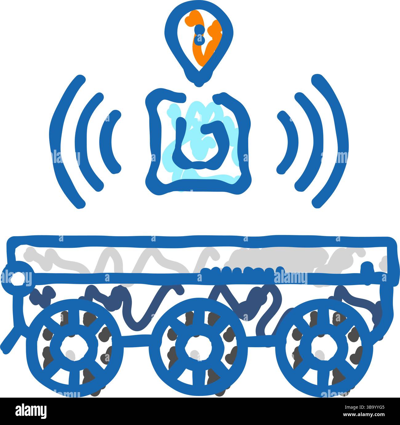 rfid tracking autonomous delivery icon doodle illustration Stock Vector ...