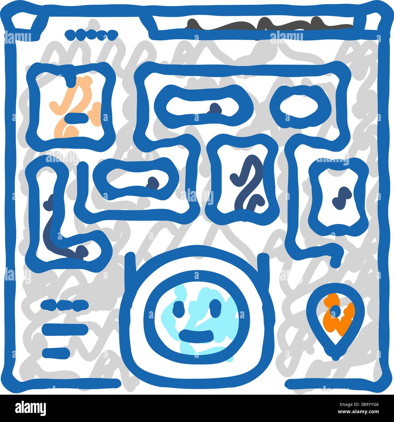 ai routing autonomous delivery icon doodle illustration Stock Vector ...