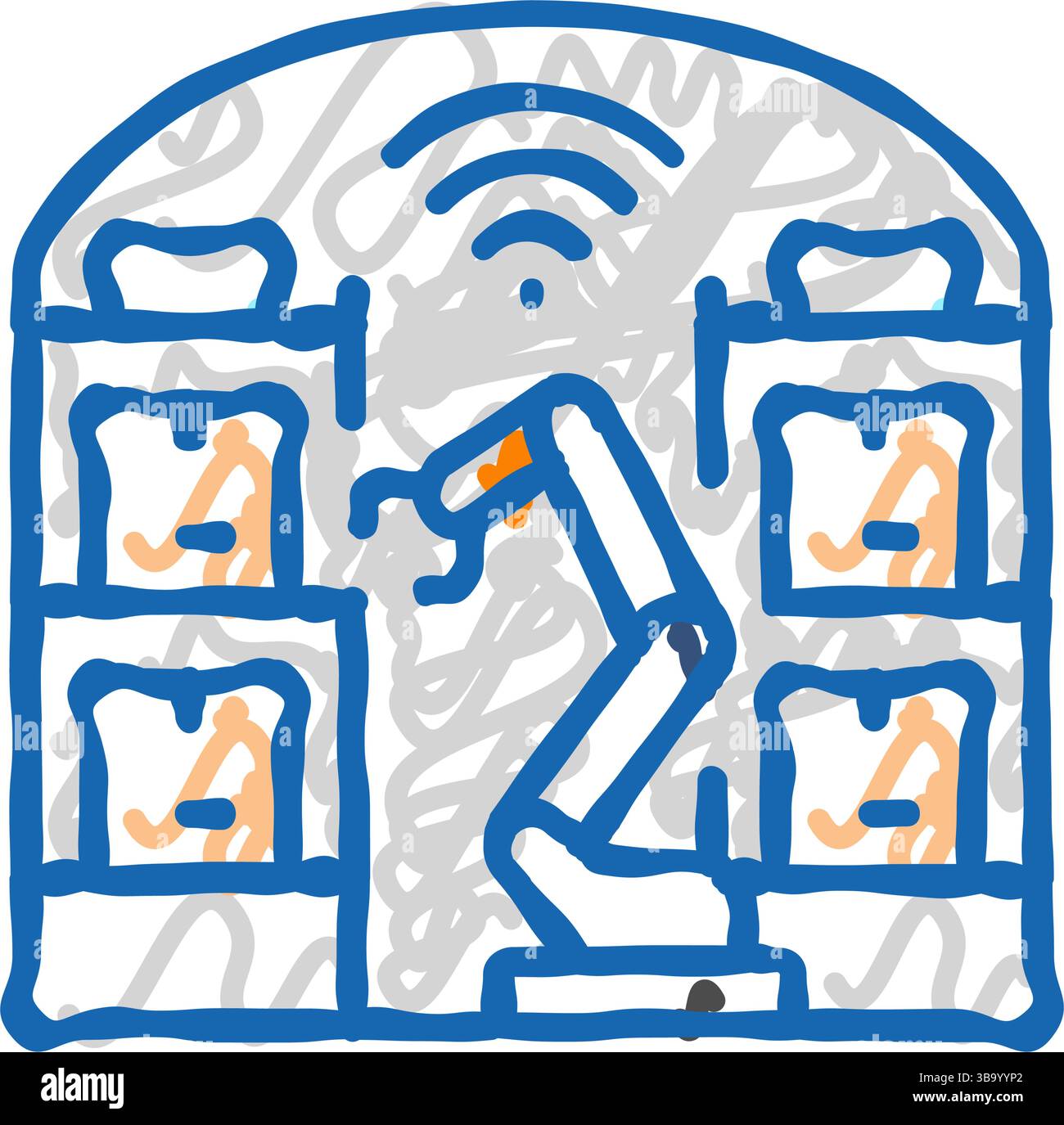 automated warehouse autonomous delivery icon doodle illustration Stock ...