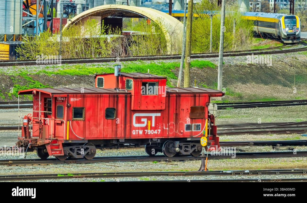 Caboose and Via Rail Train - views Stock Photo - Alamy