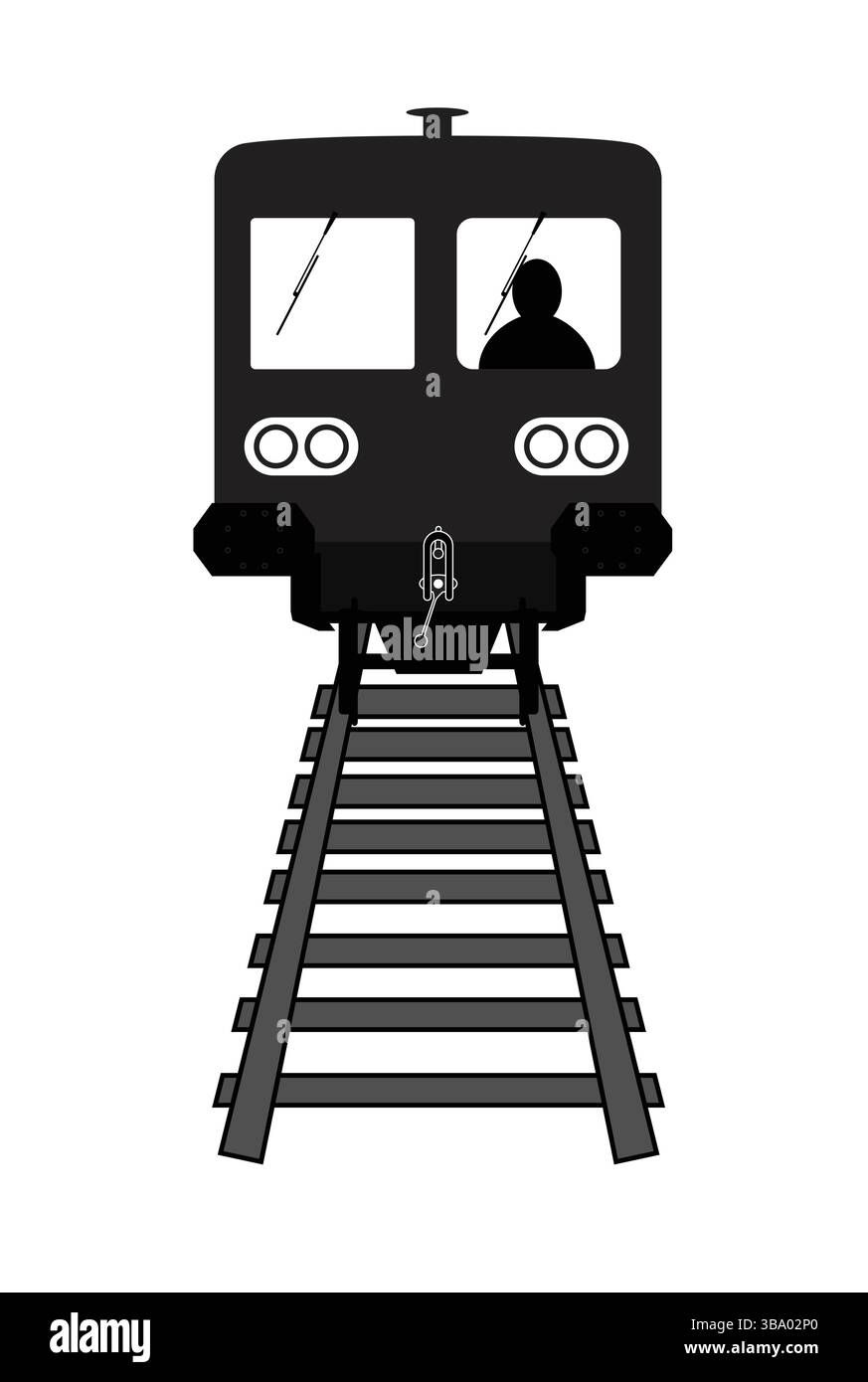 Black and white train image in illustrator on a white background Stock ...