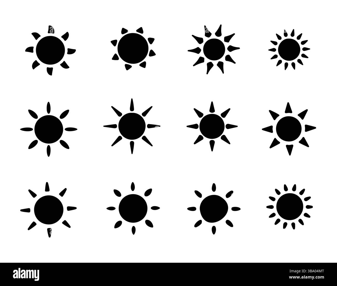 Smiling Sun Illustrations Cute Vector Silhouette Set Stock Vector Image ...