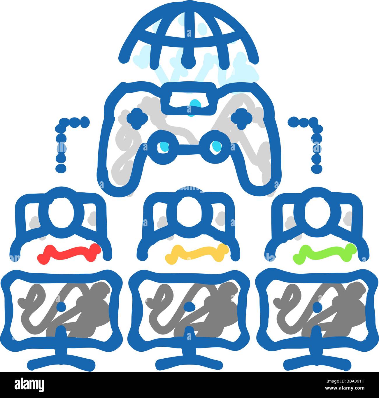 multiplayer games game development icon doodle illustration Stock ...