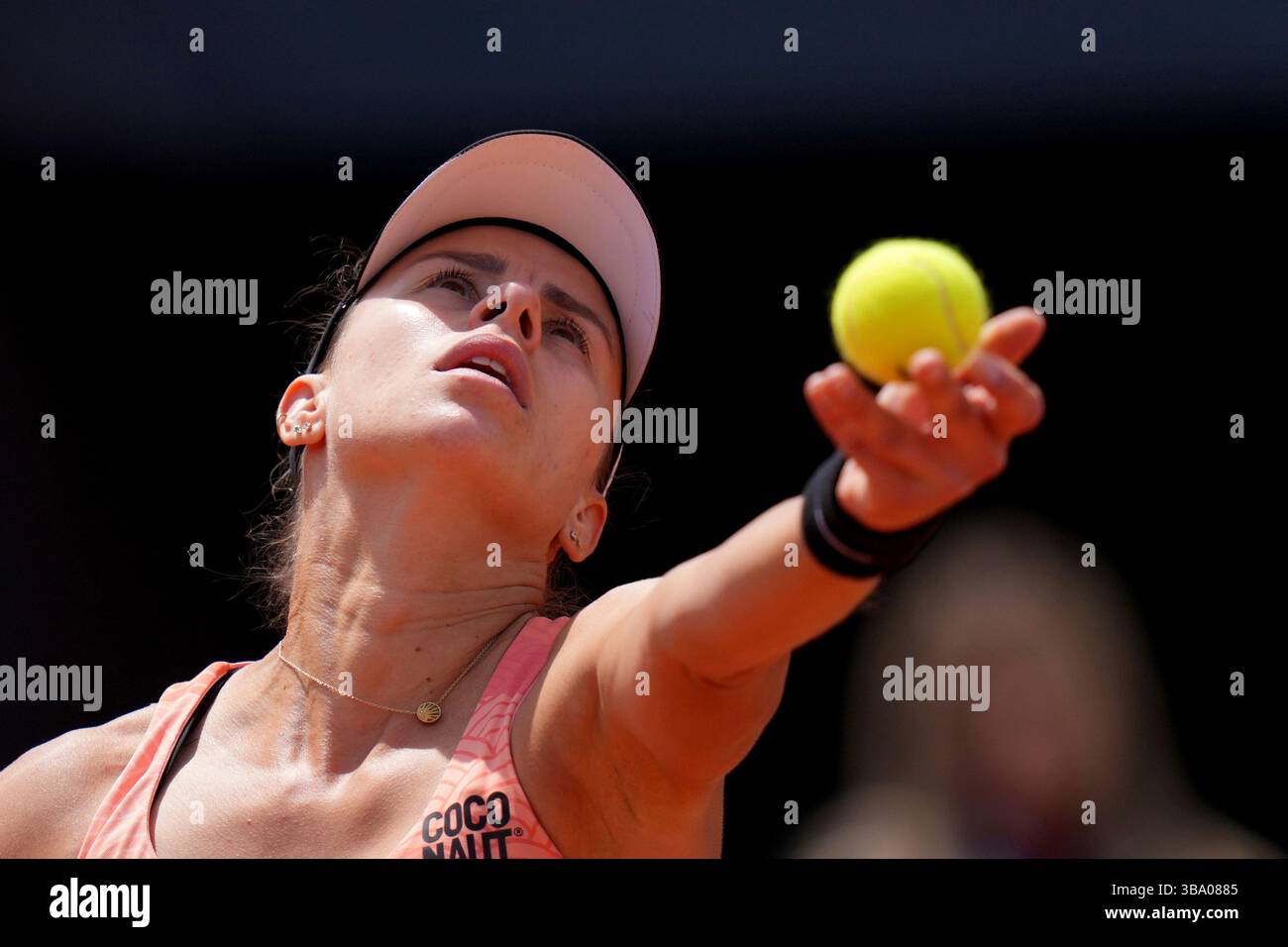 Poland's Magda Linette prepares to serve the ball to United States ...