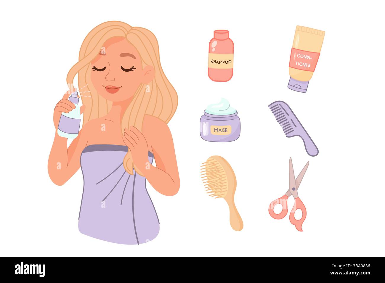 Girl combs her hair Stock Vector Images - Alamy