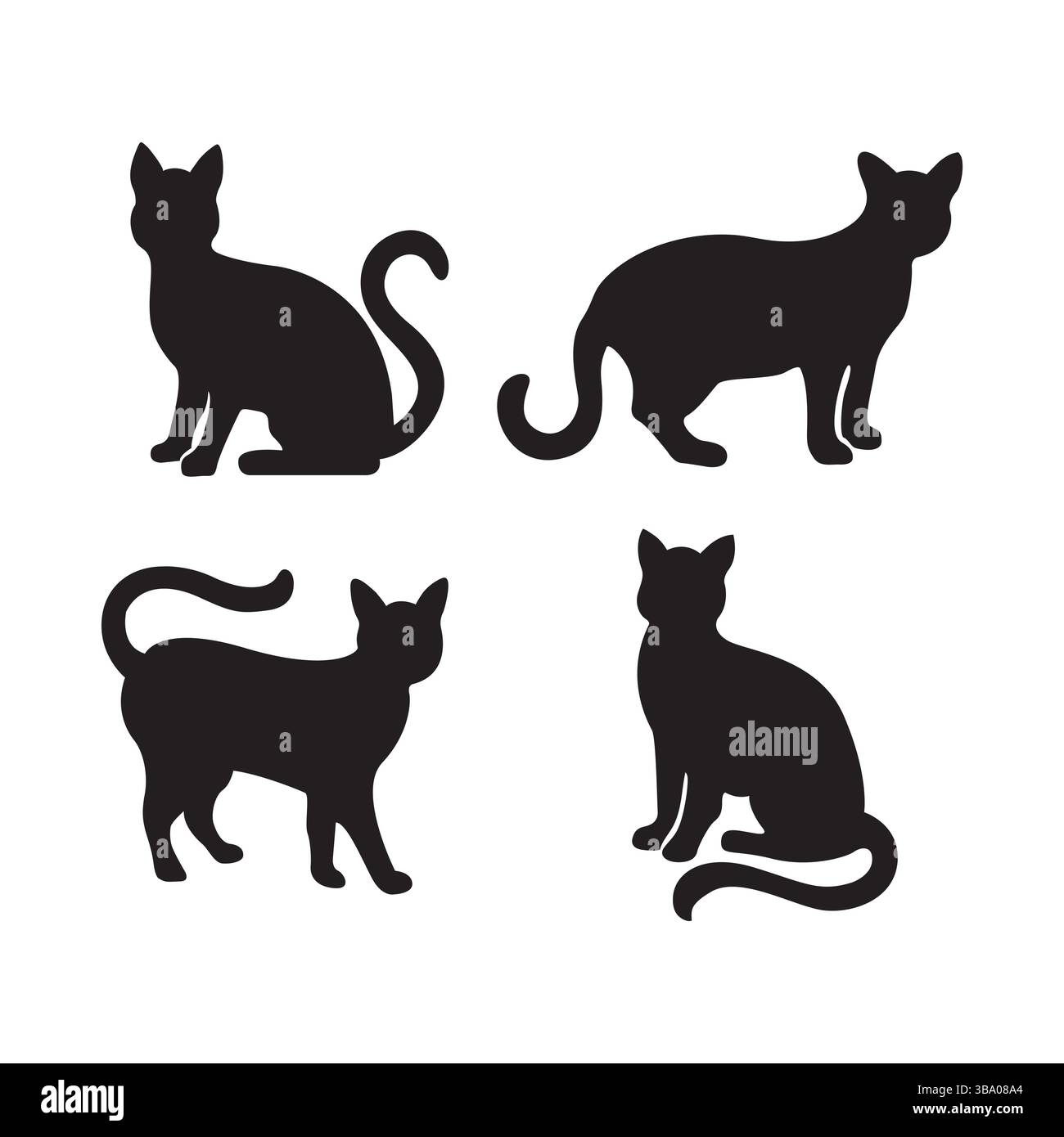 Vector illustration cat standing Black and White Stock Photos & Images ...