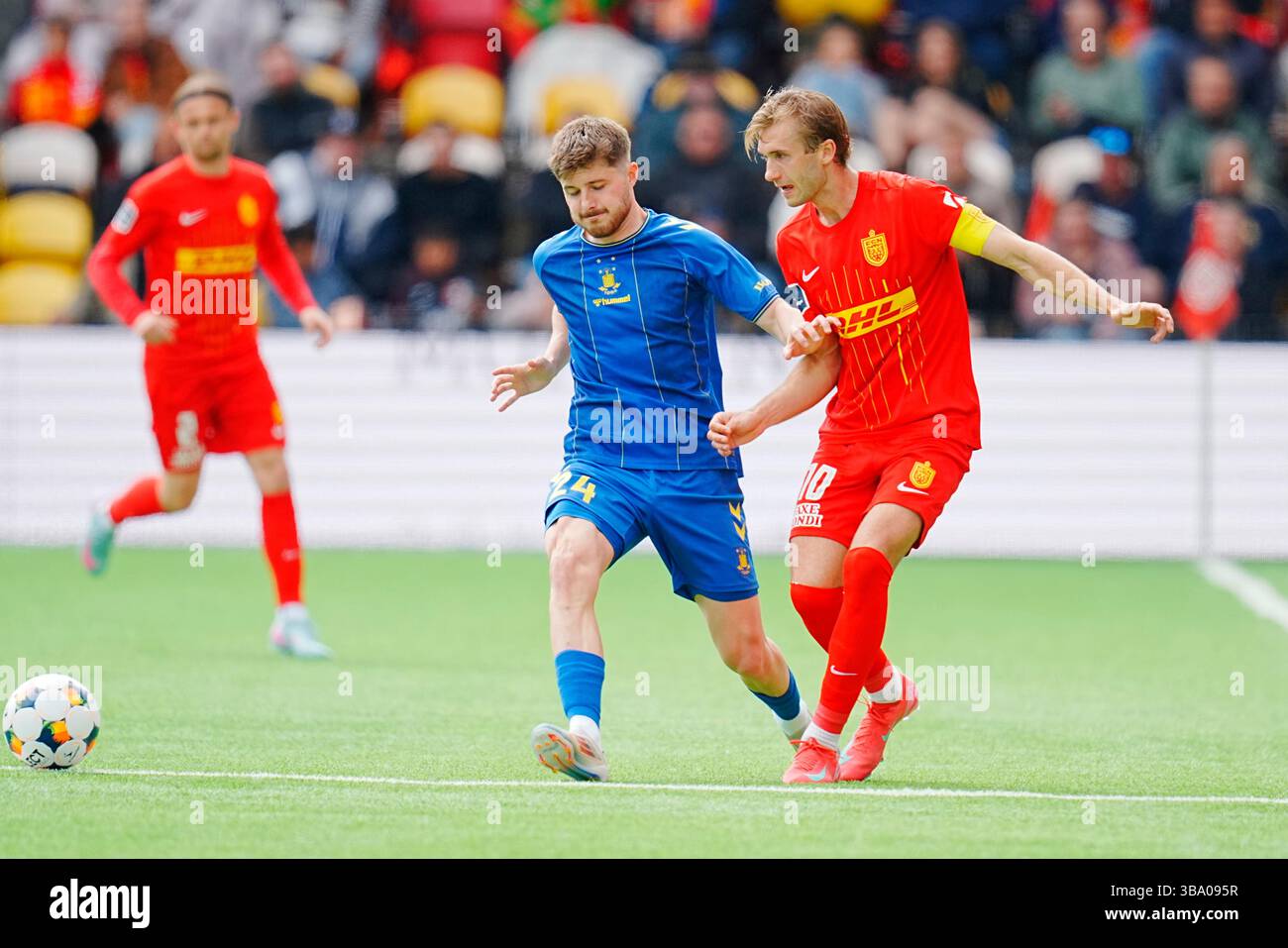 Farum, Denmark. 11th May, 2025. FC Nordsjaelland moeder Broendby IF i ...