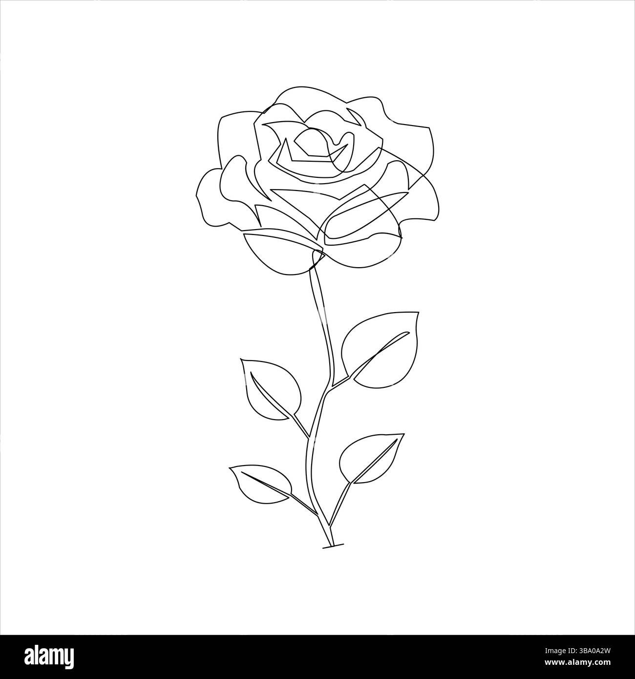 Rose flower continuous single line art drawing of concept doodle style ...
