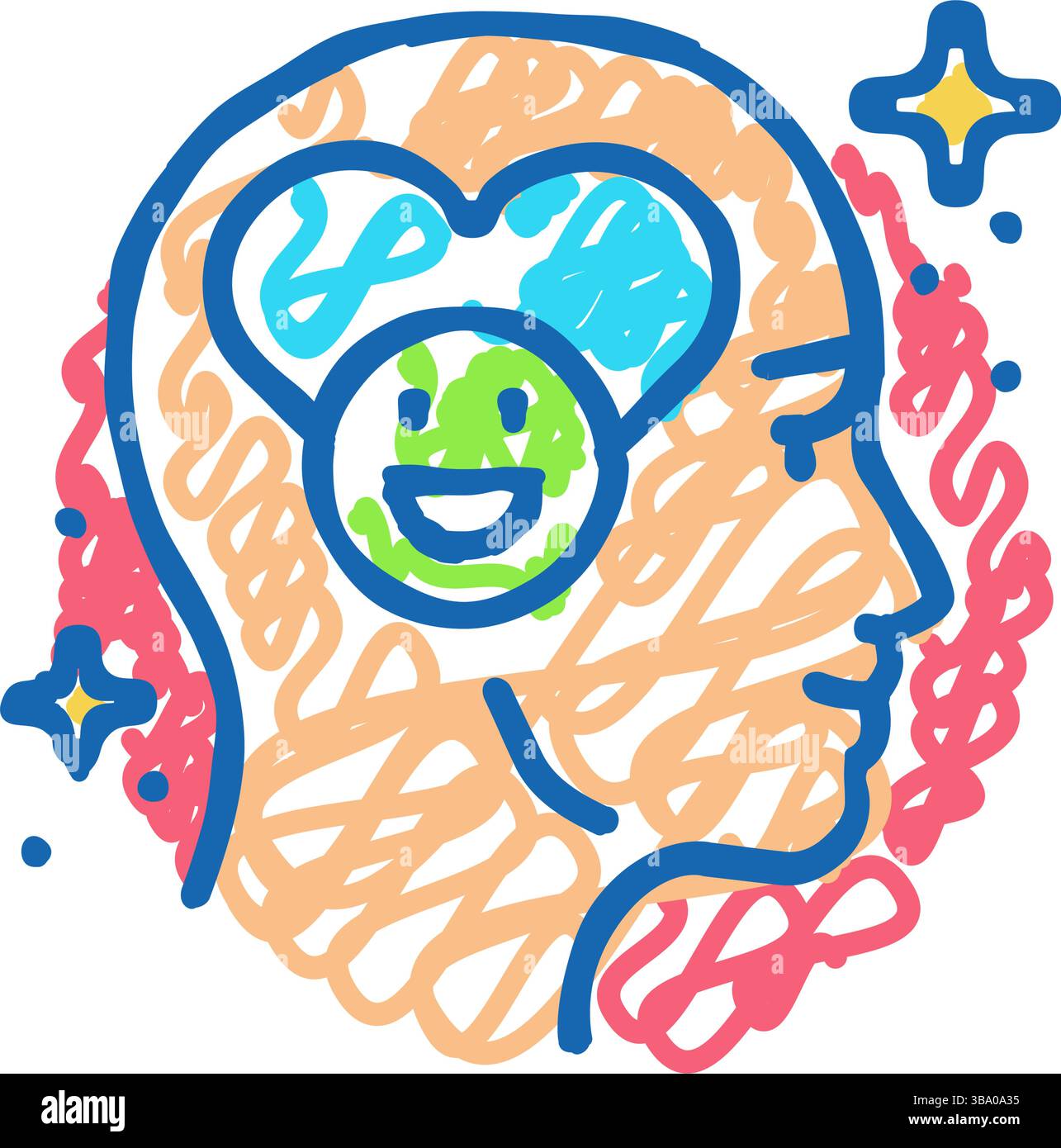 emotional well being mental health icon doodle illustration Stock ...