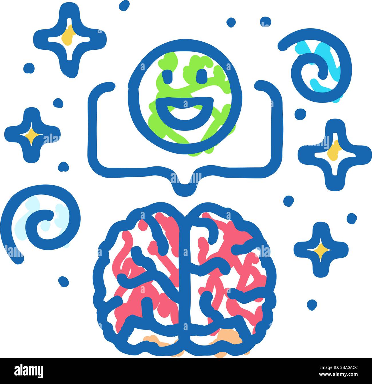 positive thinking mental health icon doodle illustration Stock Vector ...