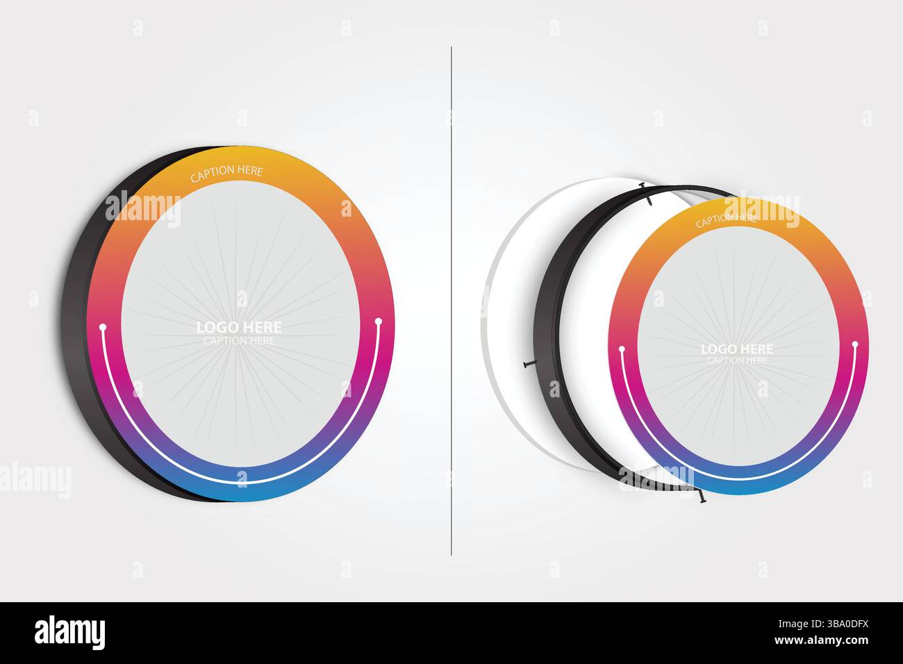 Signage board or advertising round billboard isolated on white wall ...