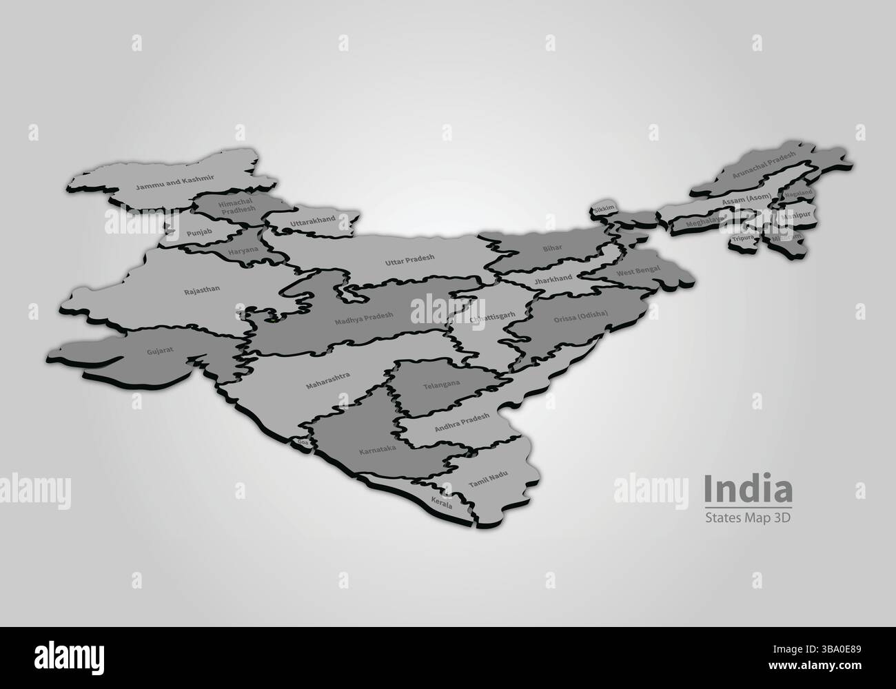 3D India map with states. Stylized vector map illustration Stock Vector ...