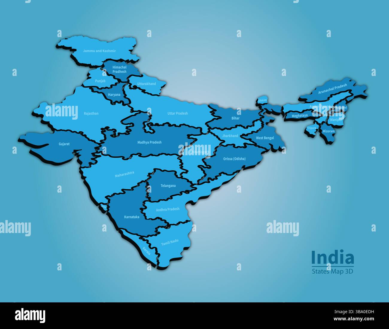 3D India map with states. Stylized vector map illustration Stock Vector ...