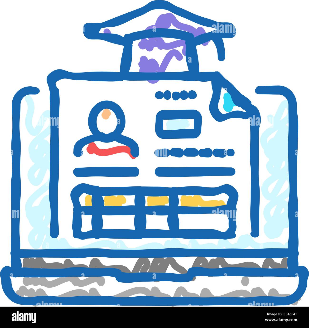 student profile online learning platform icon doodle illustration Stock ...