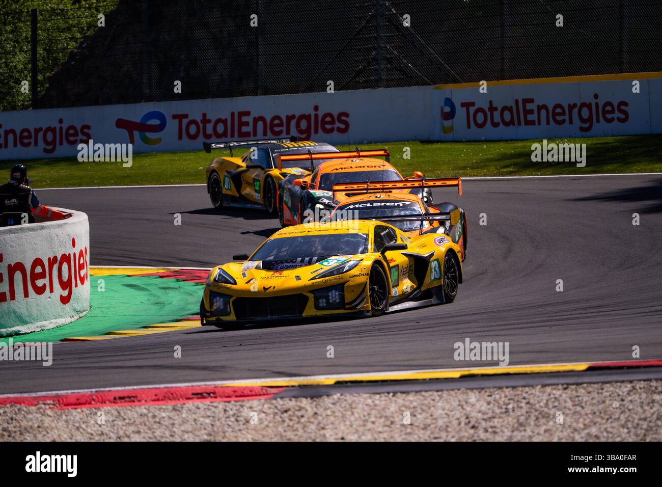 Spa Francorchamps, Belgium. 10th May, 2025. Some GT3's into La Source ...