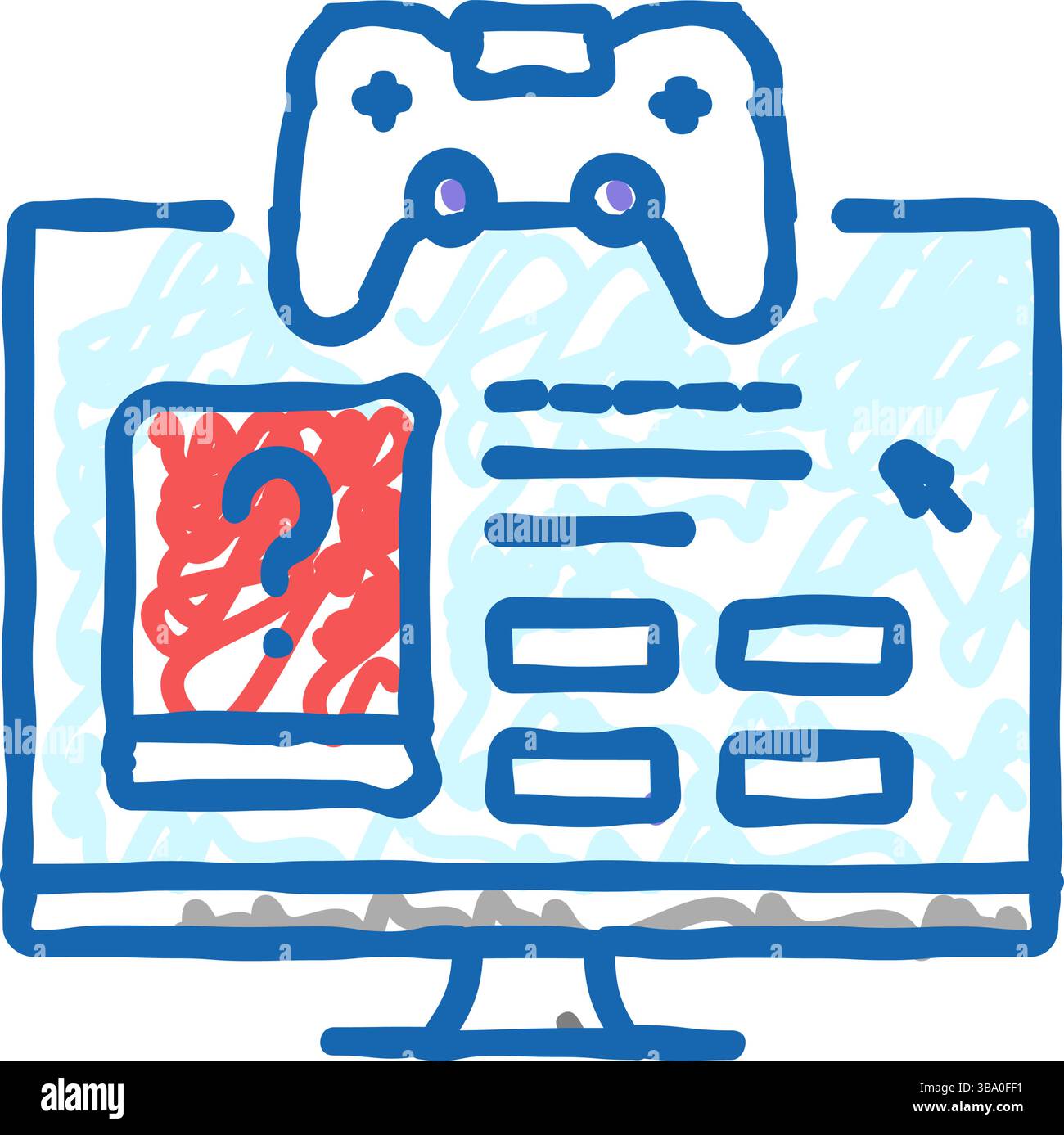 gamification online learning platform icon doodle illustration Stock ...