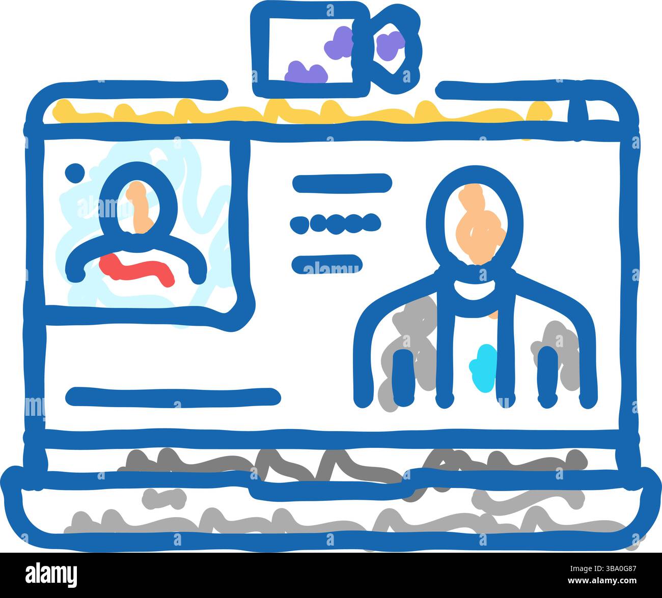webinar session online learning platform icon doodle illustration Stock ...