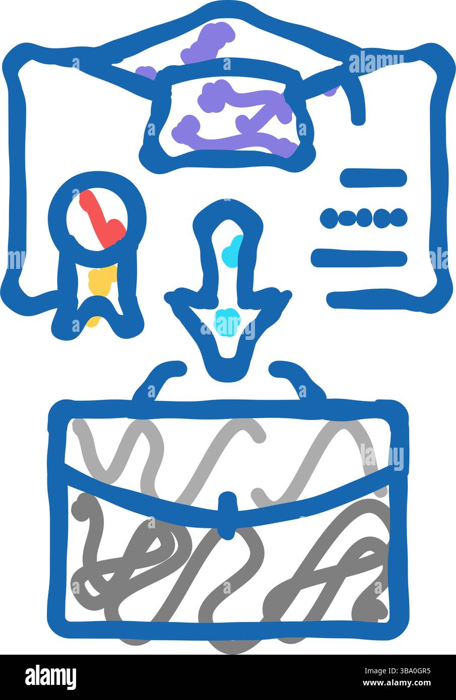 course catalog online learning platform icon doodle illustration Stock ...