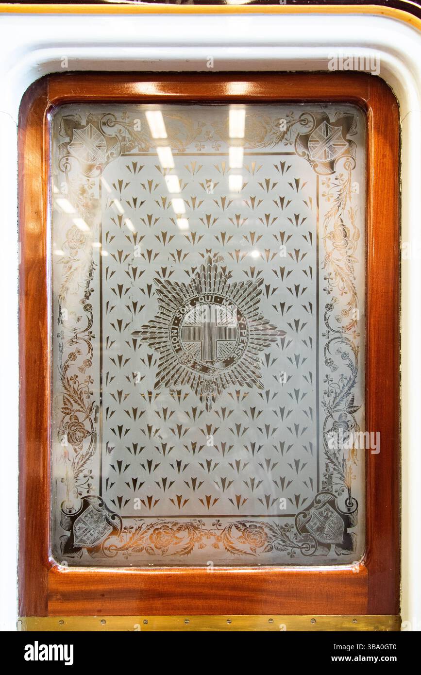 A window detail on Queen Alexandra's Saloon railway carriage ...