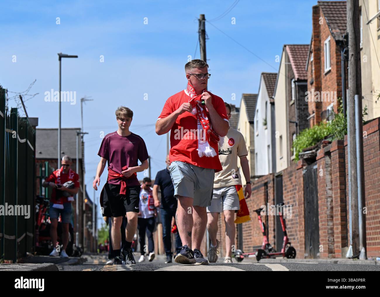 Liverpool, UK. 11th May, 2025. Fans walk towards the ground ahead of ...