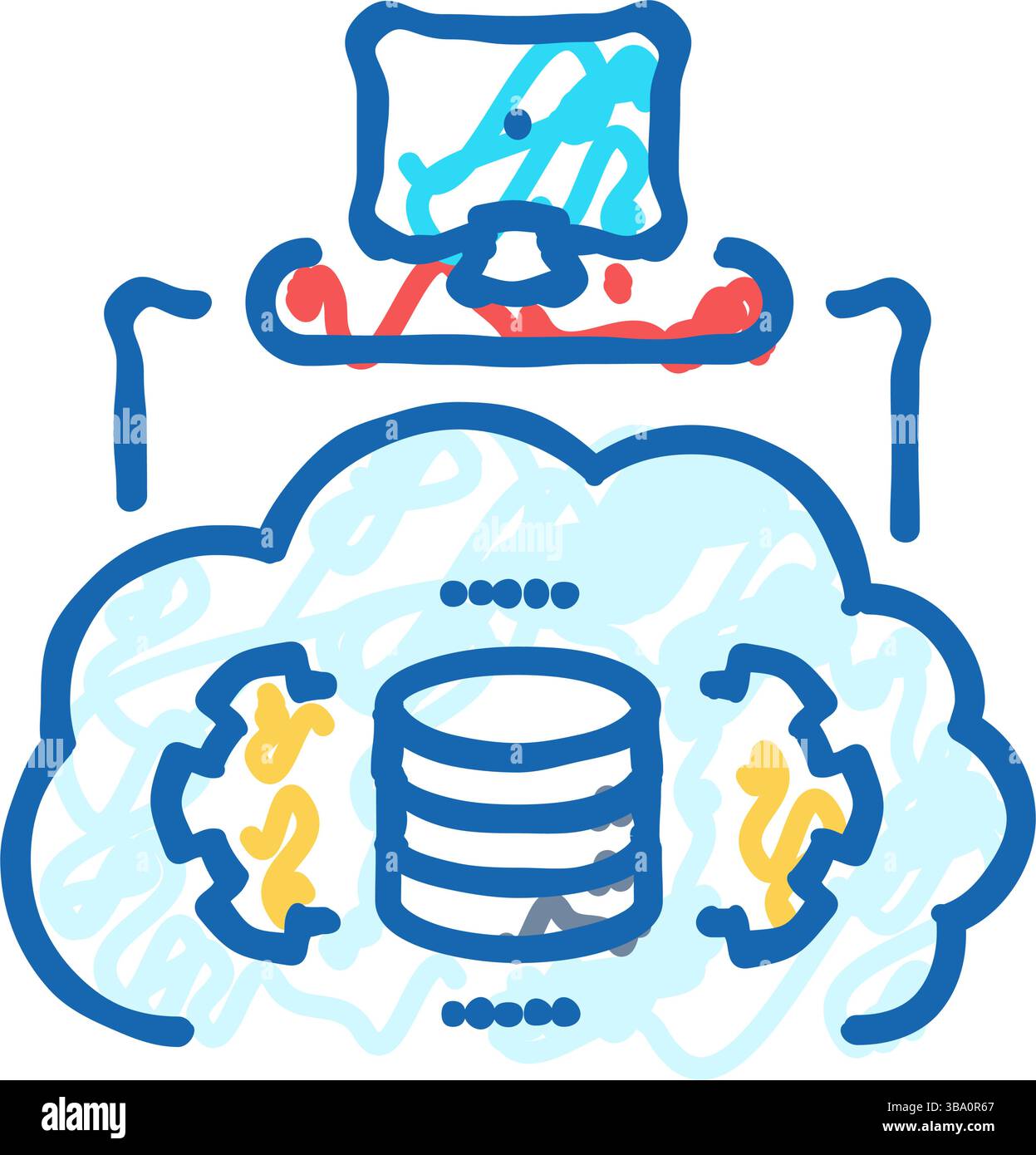 serverless architecture software icon doodle illustration Stock Vector ...