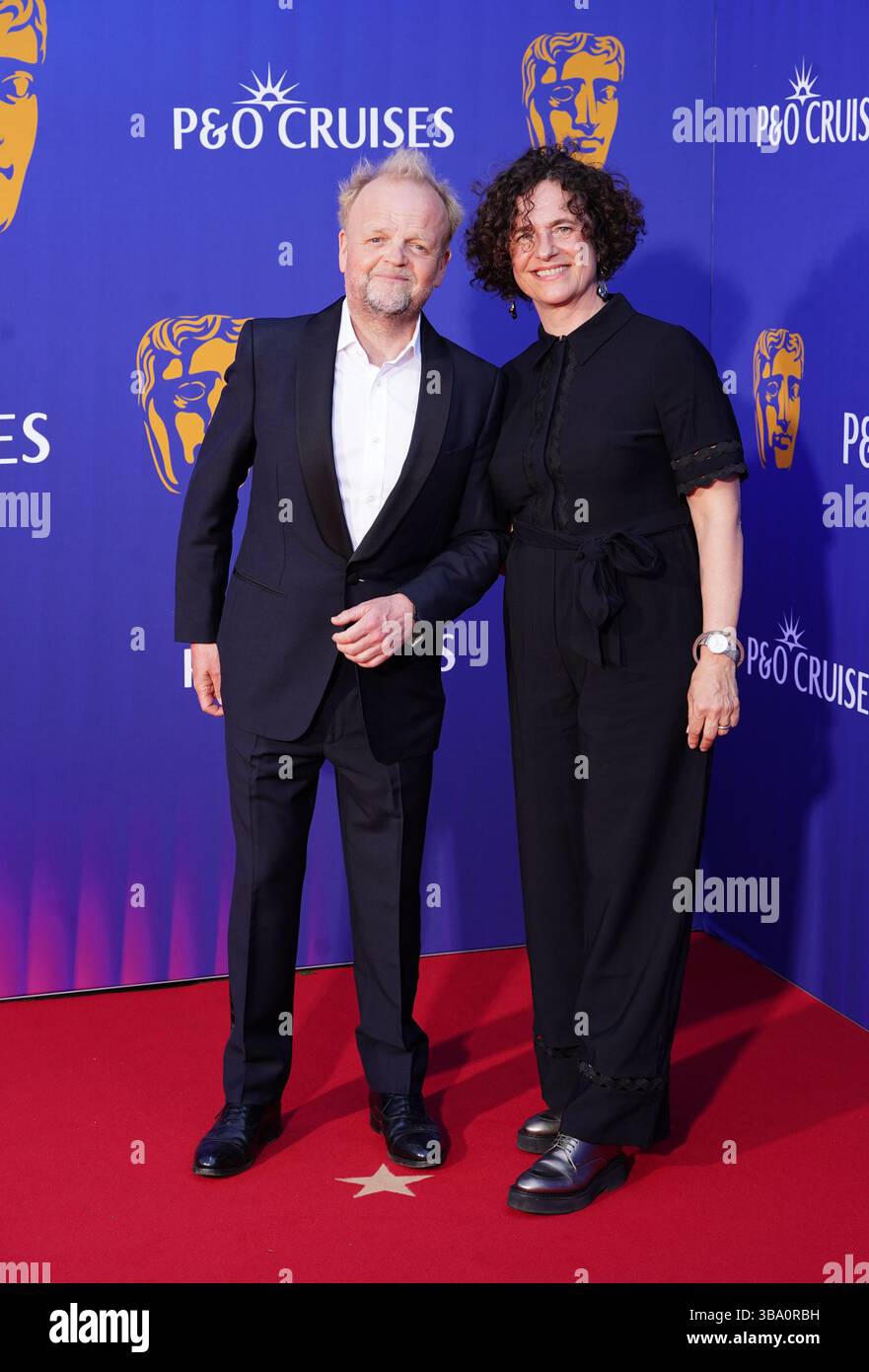 Toby Jones and Karen Jones attending the 2025 BAFTA Television Awards ...