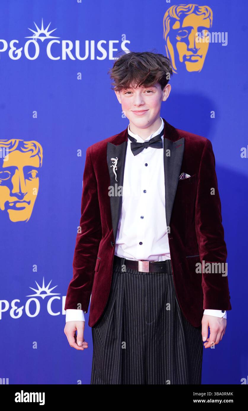 Oliver Savell attending the 2025 BAFTA Television Awards with P&O ...