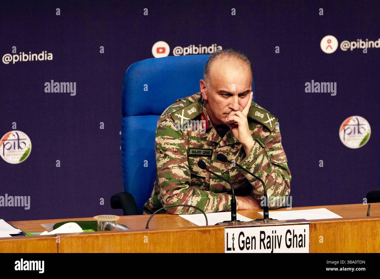 Director General of Military Operations Lt. Gen. Rajiv Ghai gestures ...