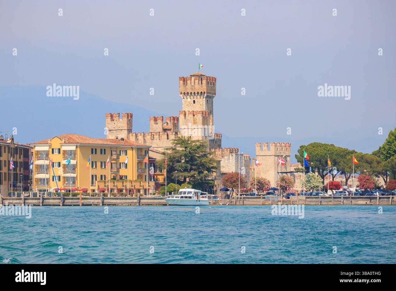 Sirmione features a stunning medieval castle overlooking Lake Garda ...