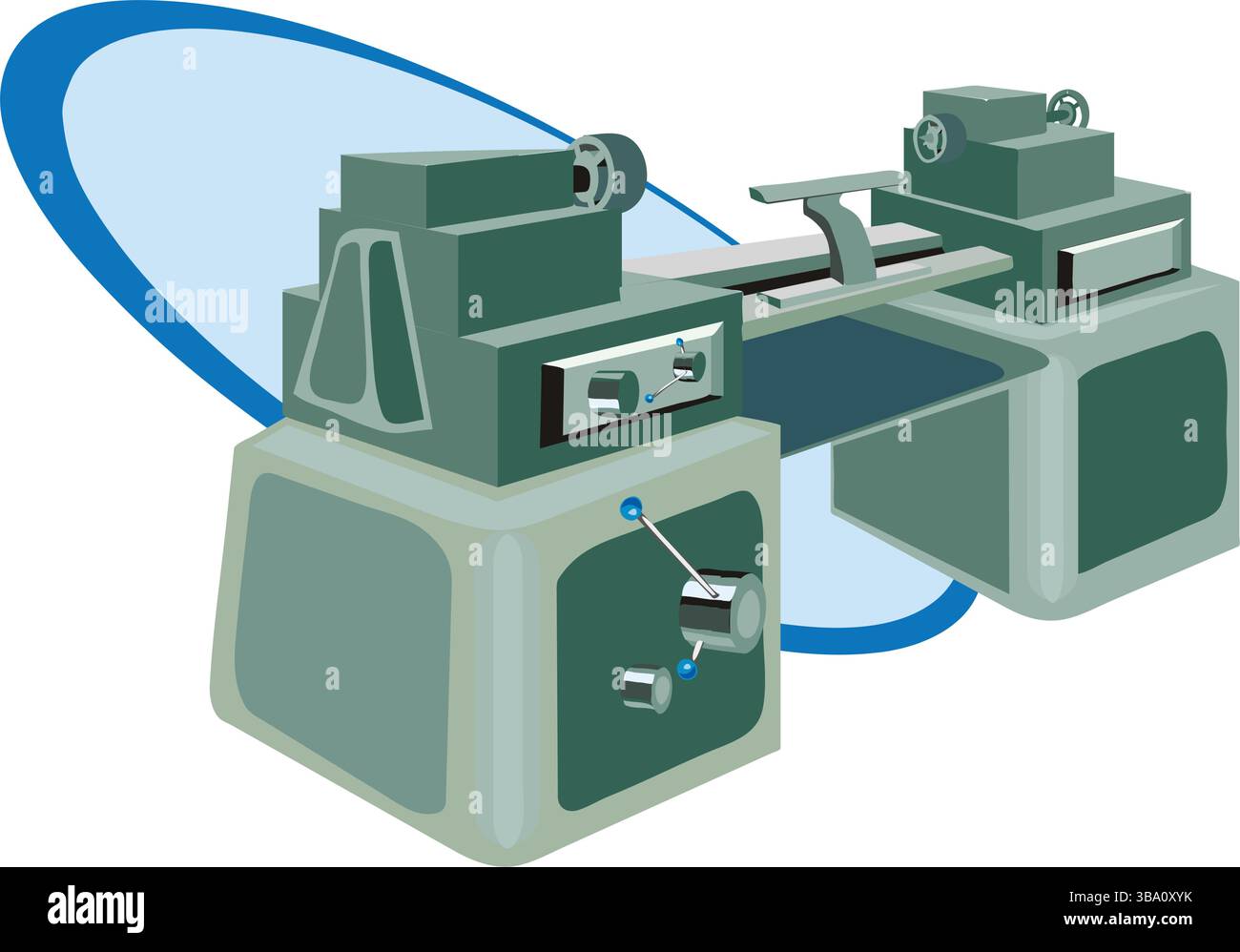 An abstract vector illustration shows a Industrial Lathe Machine for ...