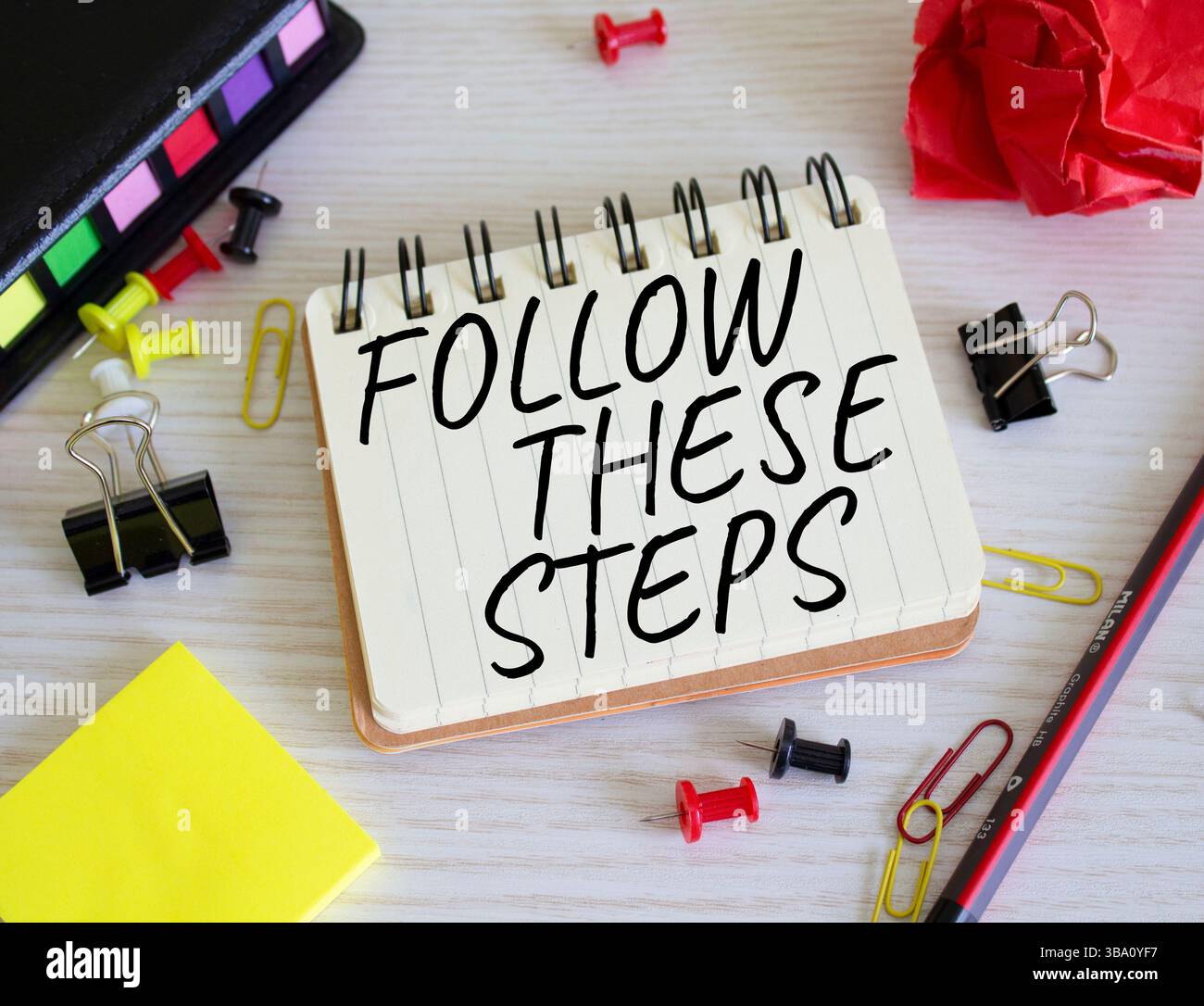Follow these steps symbol. Concept words Follow these steps on white ...