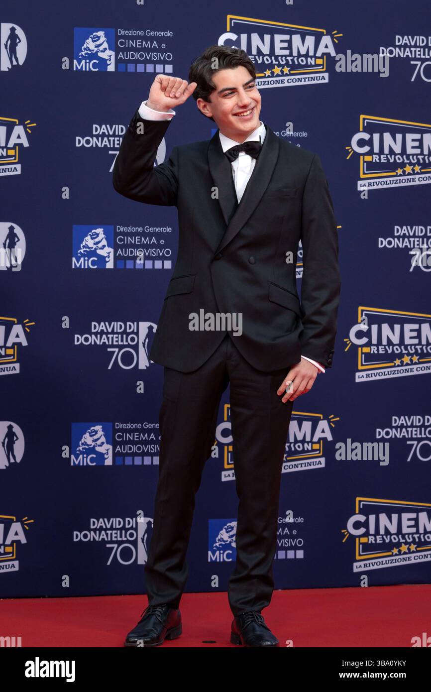 May 7, 2025, Rome, Rm, Italy: Samuele Carrino attends the red carpet ...