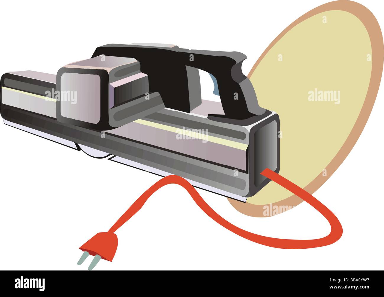 An abstract vector illustration shows an Electric Blade Planer machine ...