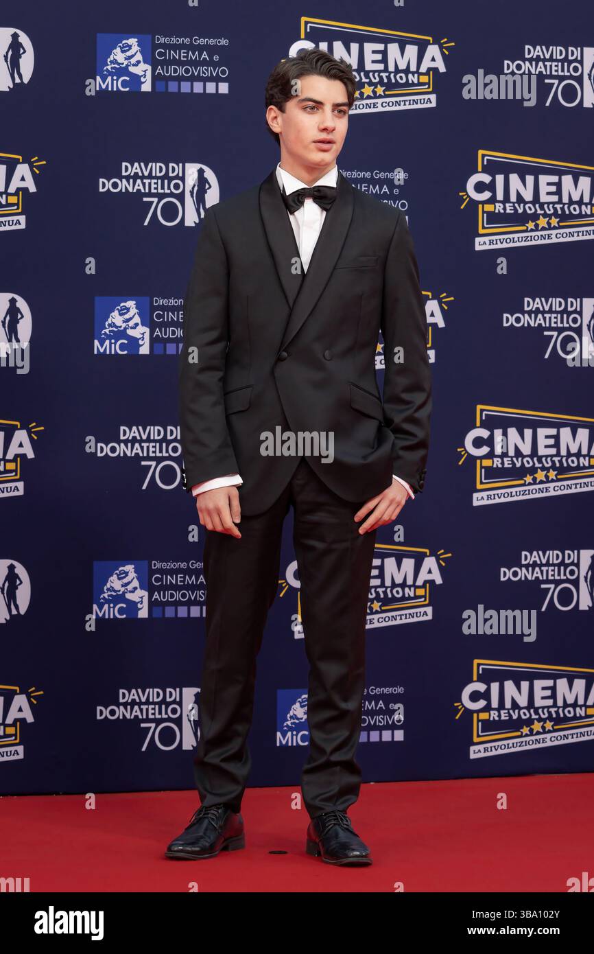May 7, 2025, Rome, Rm, Italy: Samuele Carrino attends the red carpet ...