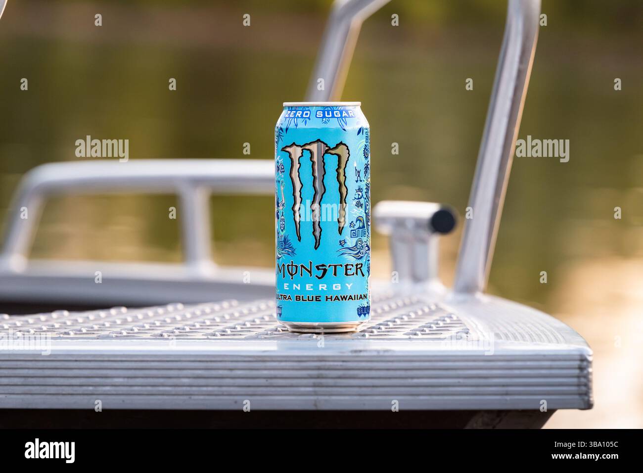 Monster Energy Ultra Blue Hawaiian beverage. The zero sugar energy ...