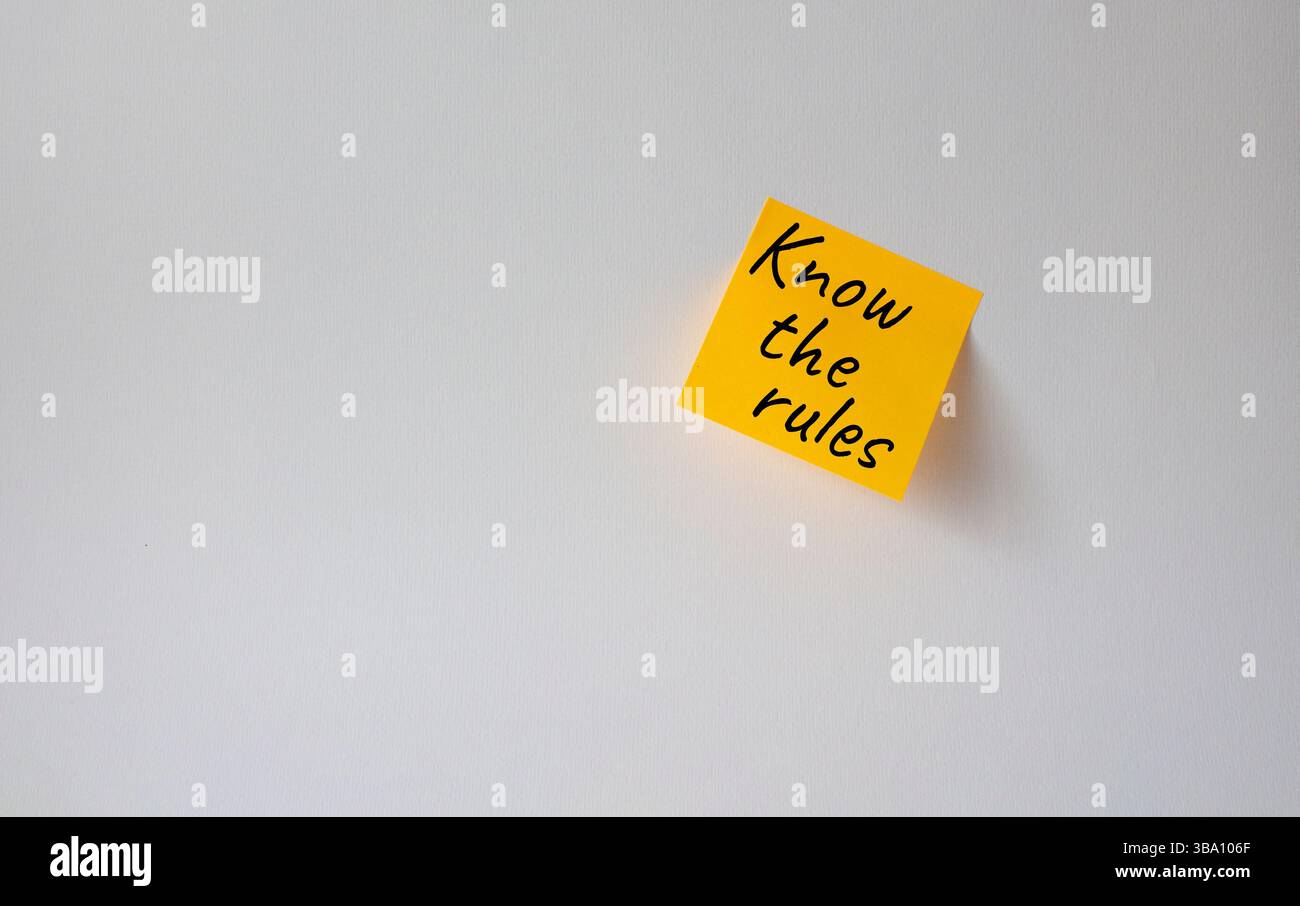 Know the rules symbol. Concept words Know the rules om orange steaky ...