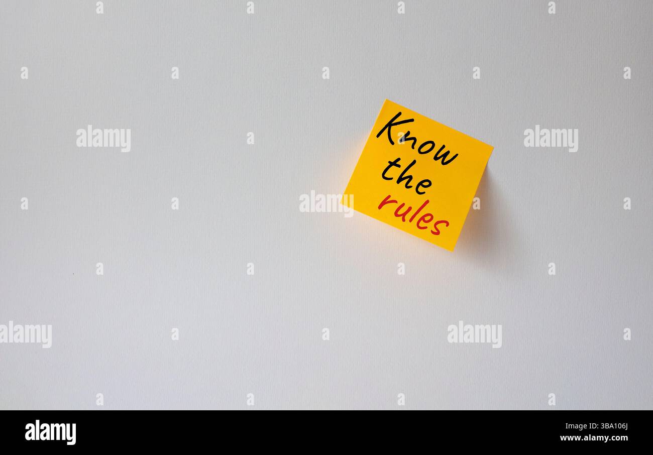 Know the rules symbol. Concept words Know the rules om orange steaky ...