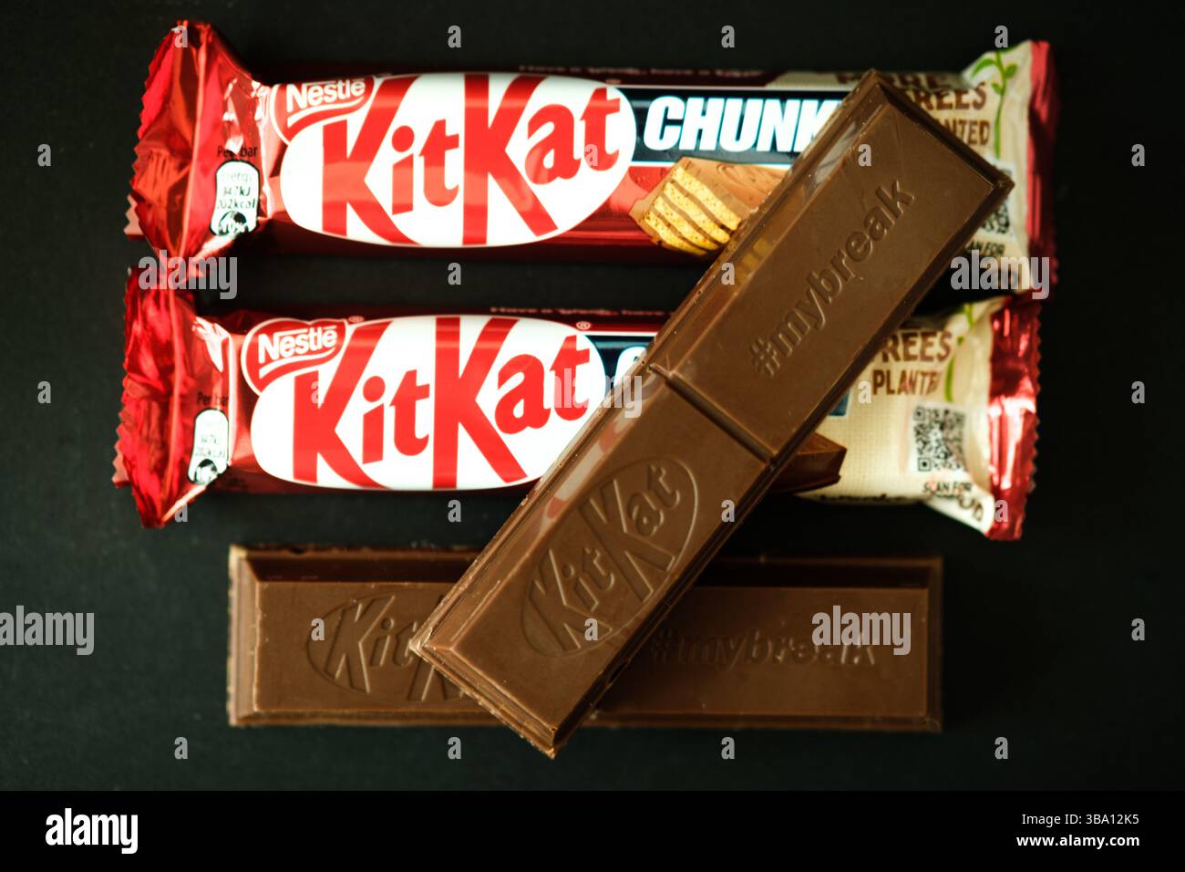 London UK, May 11 2025, Nestle Milk Chocolate Chunky KitKat Chocolate ...