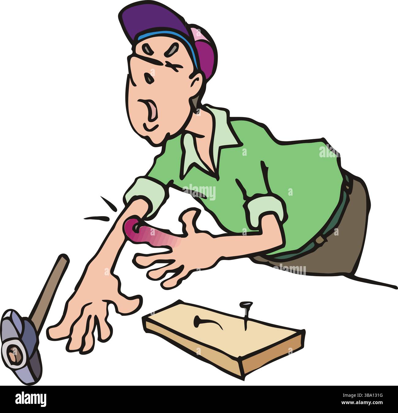 Hammer hitting thumb Stock Vector Images - Alamy