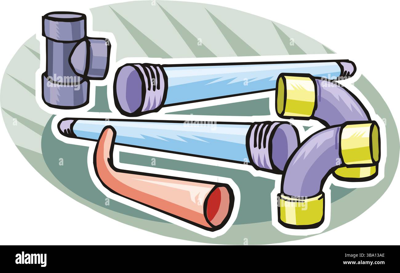 vector illustration of a Plumbing Components Collectiony in cartoon ...