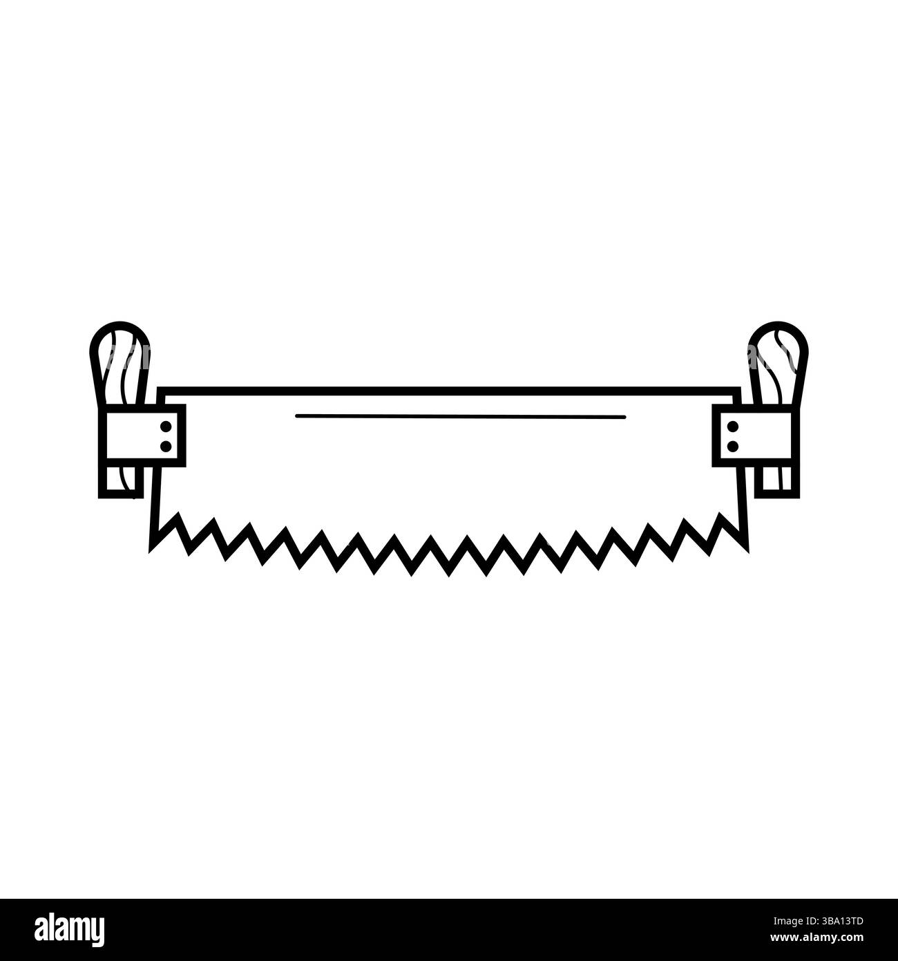 Hand drawn two-handed saw icon. Sketch doodle style. Isolated vector ...