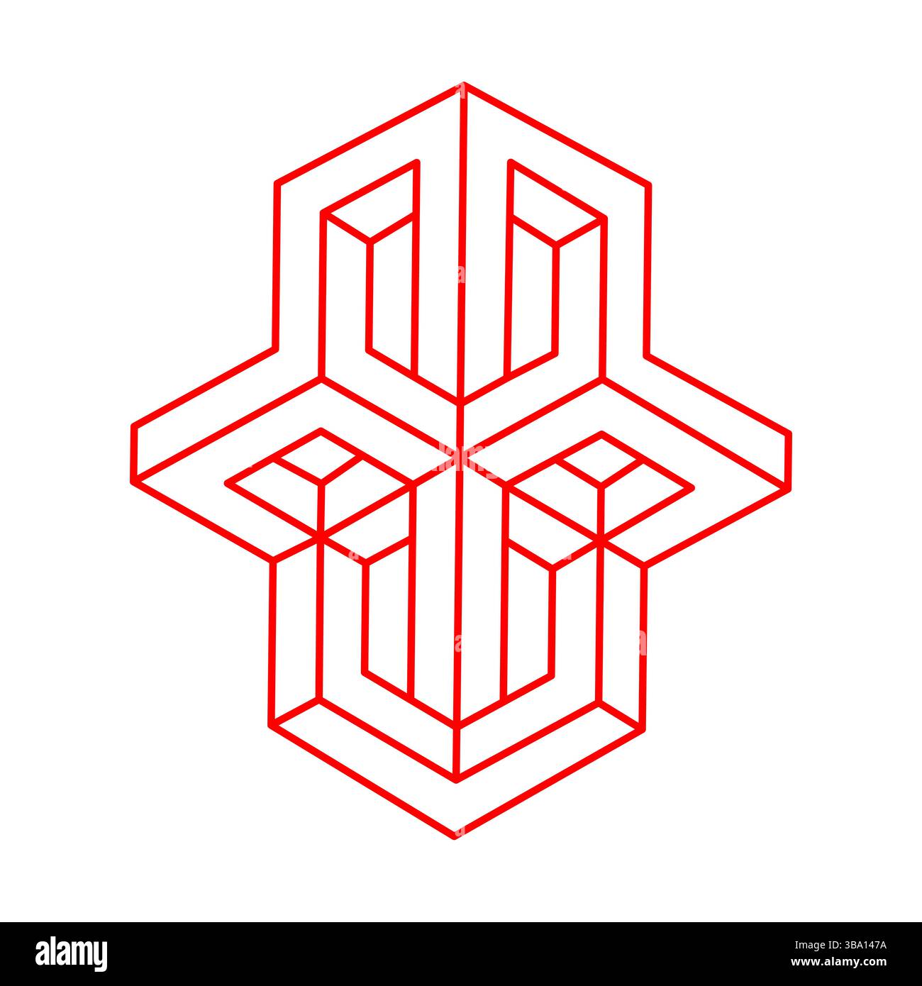 Impossible optical illusion shape. Logo. Optical art object. Sacred geometry. Impossible figures ...