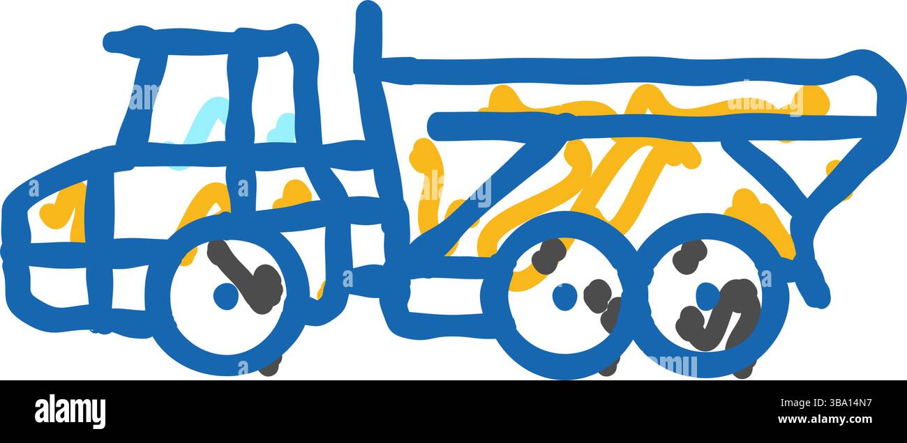 articulated hauler construction vehicle icon doodle illustration Stock ...