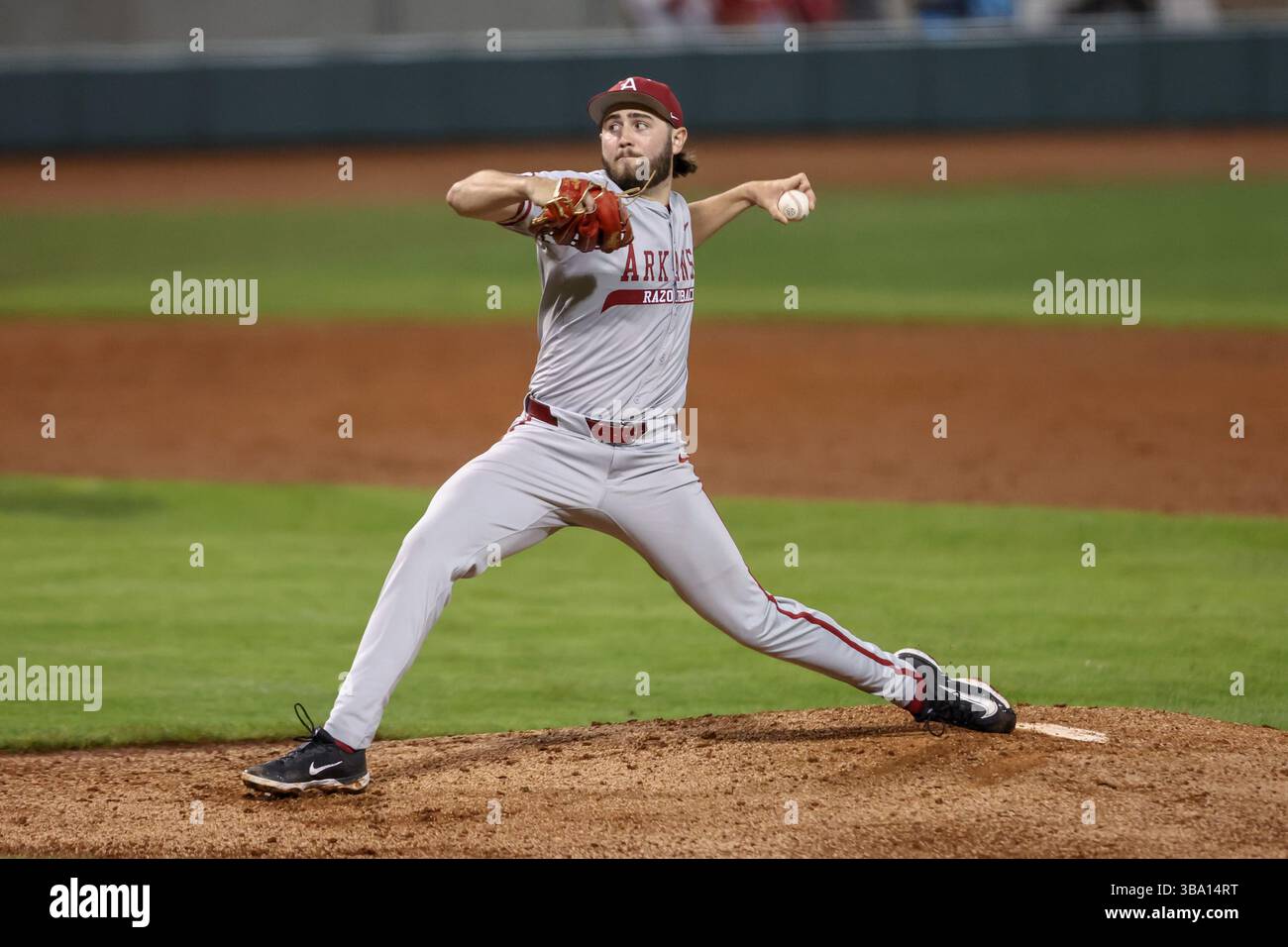 Baton Rouge, LA, USA. 09th May, 2025. Arkansas starting pitcher Zach ...