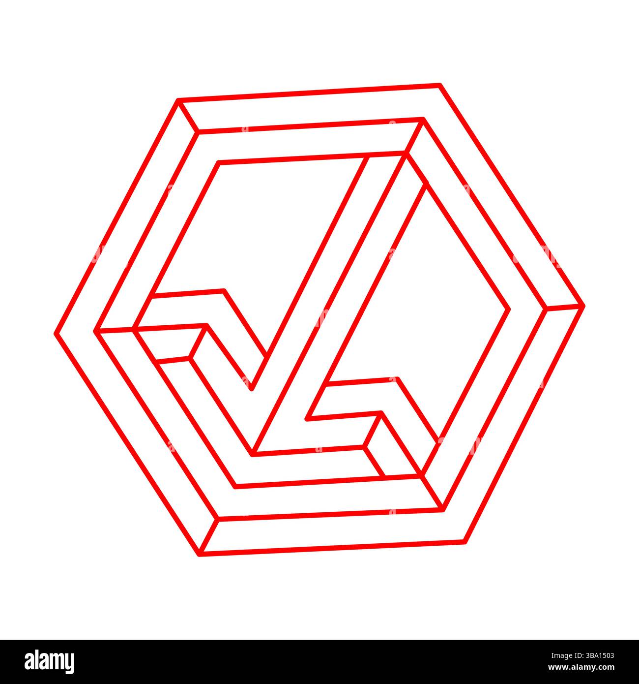 Impossible objects. Logo. Line geometric shape. Optical illusion figure. Optical art. Escher ...